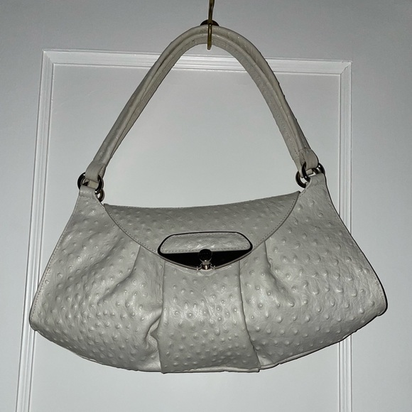 Furla | Bags | Furla White Ostrich Leather Shoulder Bag | Poshmark